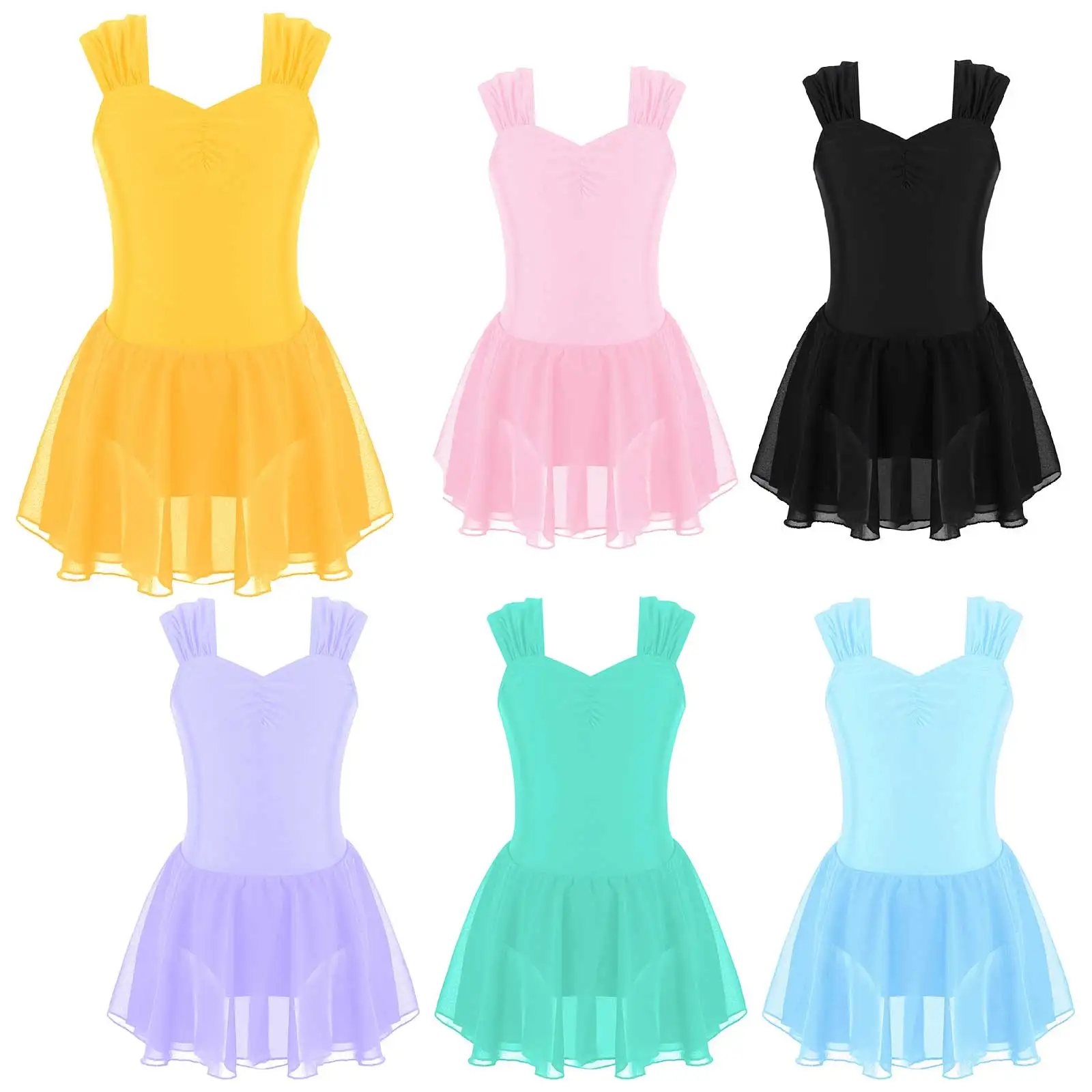 Kids Girls Professional Ballet Clothing Tutu Dance Dress Sleeveless ...