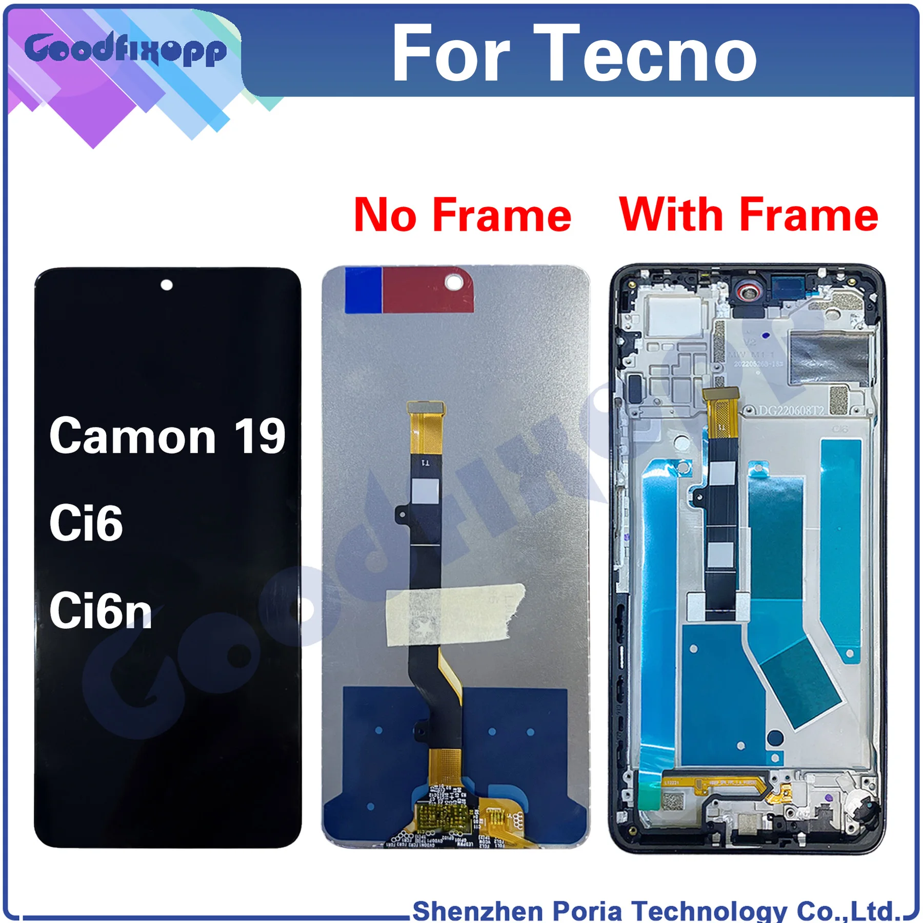 For Tecno Camon 19 CI6 CI6n LCD Display Touch Screen Digitizer Assembly For Camon19 Replacement