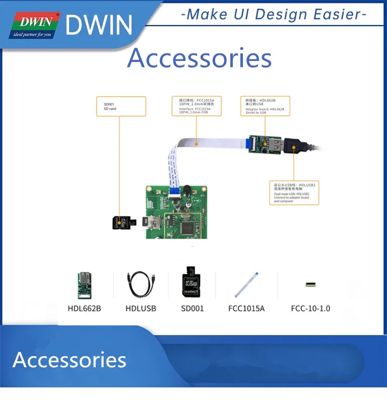 DWIN-TFT-LCD-Touch-Panel-Accessories-for-10pin-8pin-Interface-Whole-Set ...