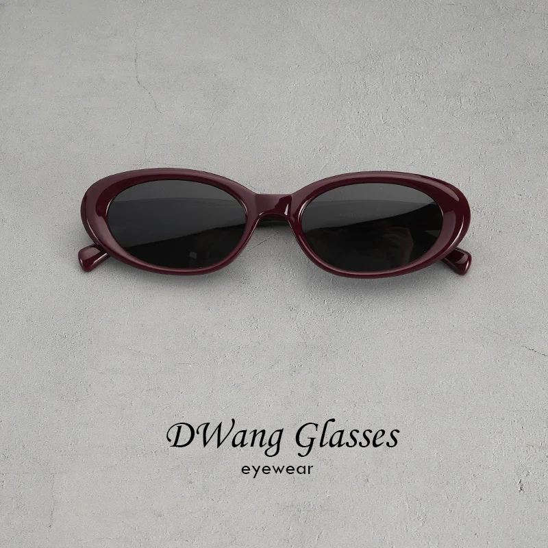 DWANG/TR90 elliptic dark red frame retro polarized sunglasses UV ...
