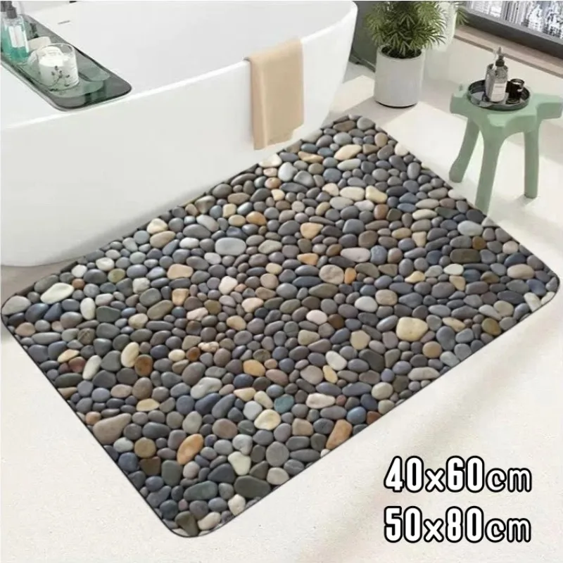 Non-Slip-Pebble-Stone-Bathroom-Rugs-Diatom-Mud-Carpet-Washable ...