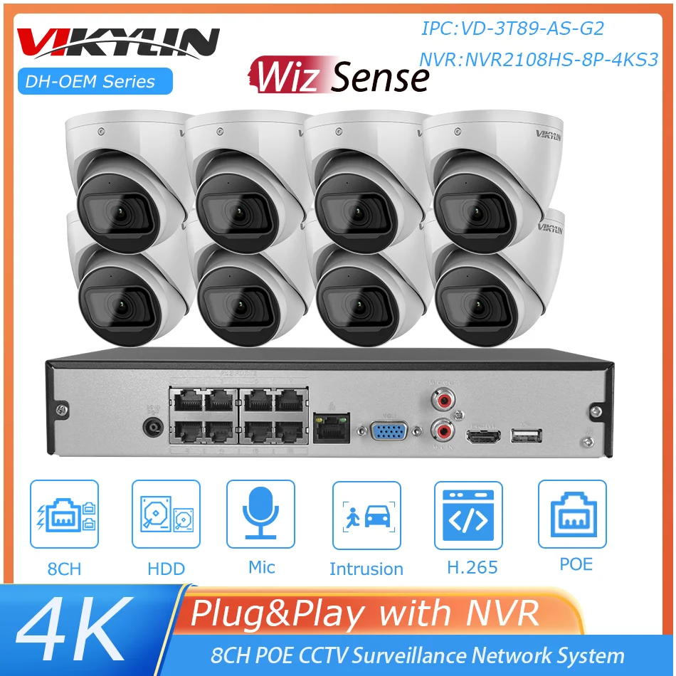 Vikylin OEM Dahua CCTV Kits 8MP WizSense IP Camera OEM IPC-HDW2841TM-S ...