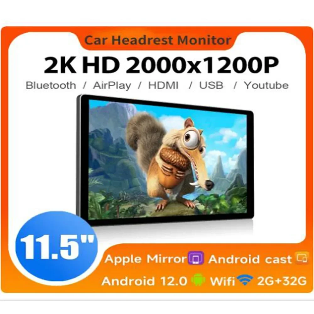 Android-Headrest-Monitor-Car-TV-32GB-IPS-Screen-Vehicle-Display-With ...