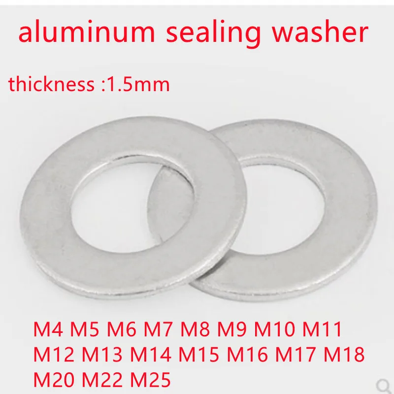 20PCS m4 m5 M6 M7 M8 M9 M10 M11 to M22 Aluminum Flat Washer Ring Gasket ...