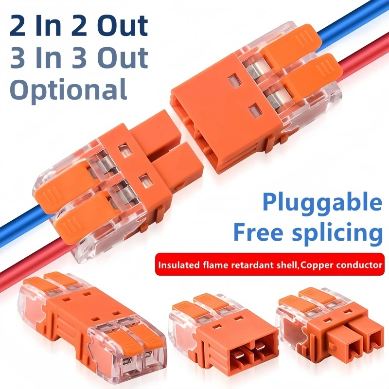 Quick Lever Wire Connectors，2 In 2 Out and 3 In 3 Out for Compact Plug ...