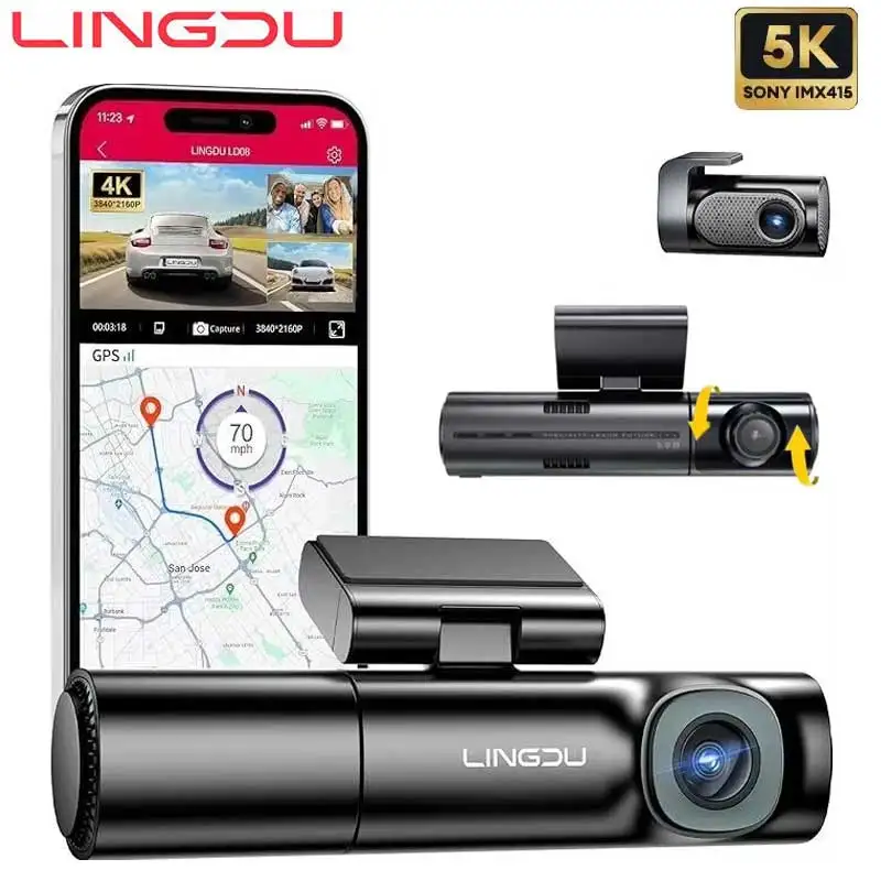 LINGDU-LD08-Car-DVR-5K-Dash-Cam-GPS-3-Cameras-1080P-Cabin-Rear-WiFi ...
