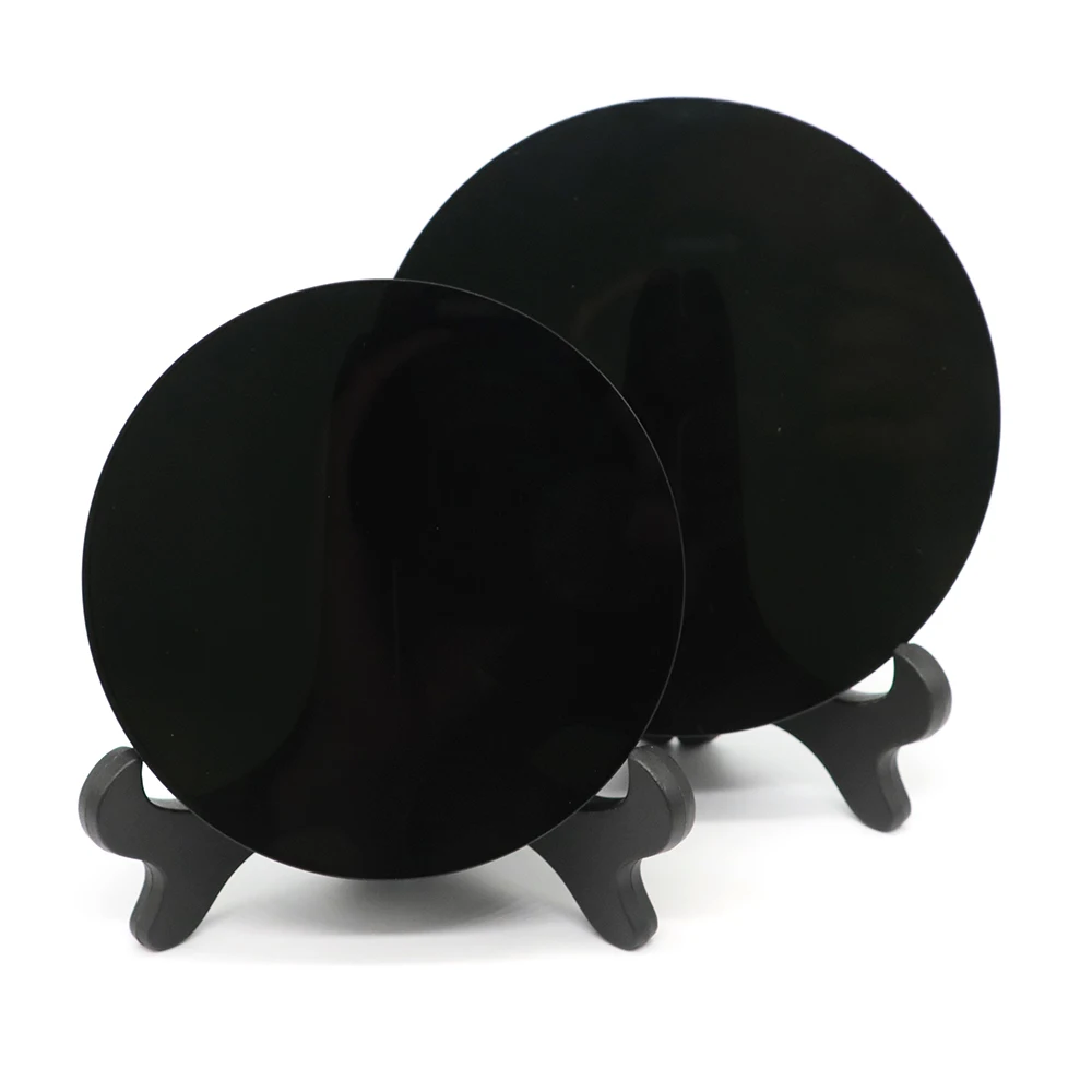 Natural-Black-Obsidian-Stone-Circle-Disk-Round-Plate-Fengshui-Mirror ...