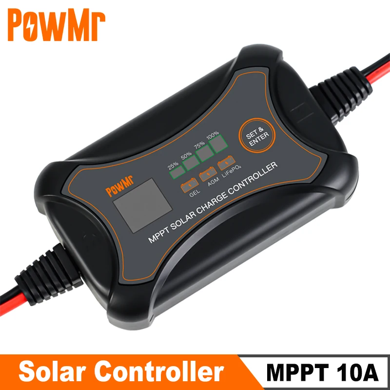 PowMr MPPT 10A Solar Charge Controller 12V Solar Panels Regulator ...