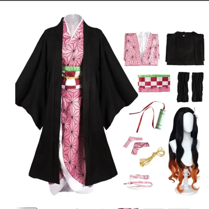 Anime Nezuko Cosplay Kamado Nezuko Cosplay Costume Nezuko Wig Uniform ...