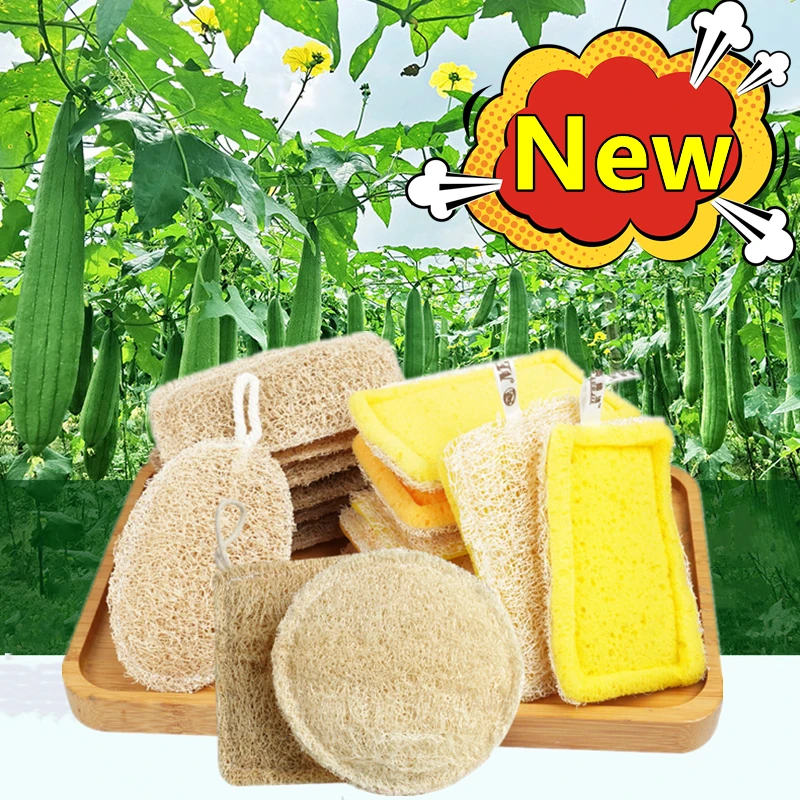 Natural Luffa Dish Washing Cloth Sponge Loofah Scrub Pad Dish Pot Easy ...