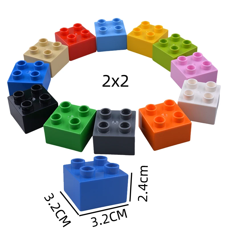 10Pcs-2X2-Big-Size-Colorful-Building-Blocks-Large-2-2-Dot-Thick-Bricks ...
