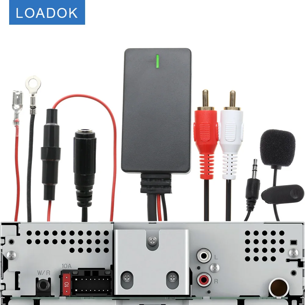 Universal Bluetooth Car Kit Phone Call Handsfree Microphone AUX 2 RCA ...