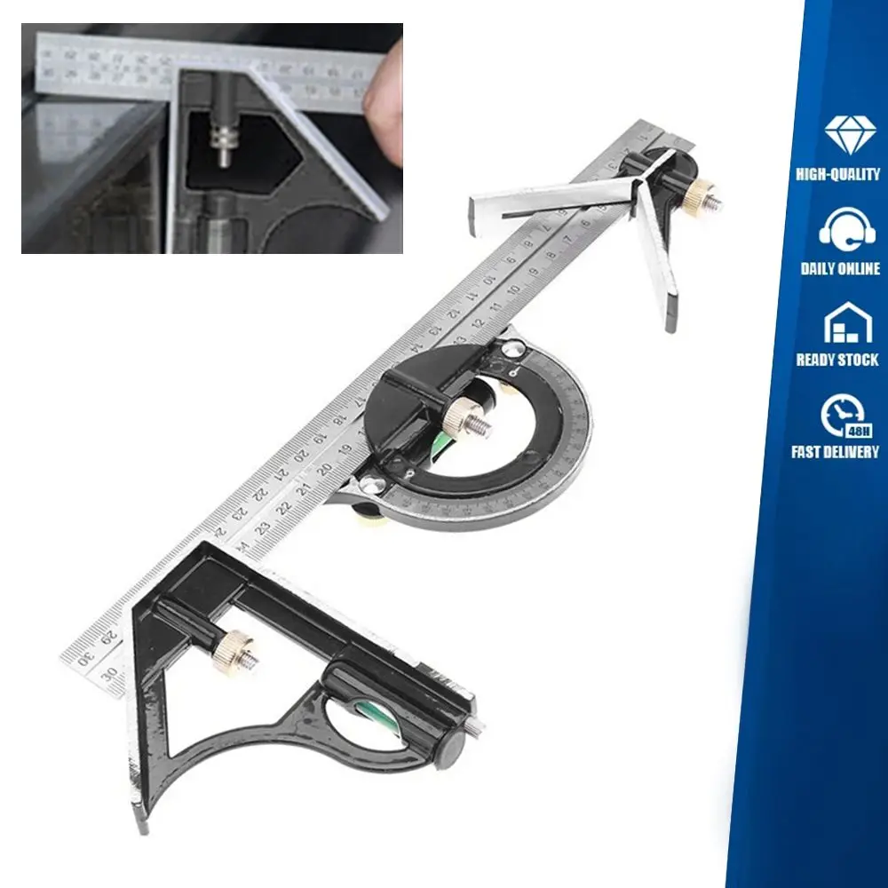 3 In1 Adjustable Ruler Multi Combination 300mm Square Angle Finder ...