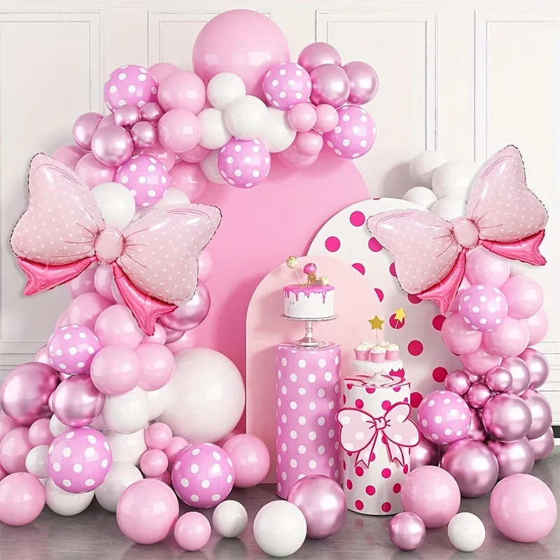 Globo-de-aluminio-con-lazo-rosa-conjunto-arqueado-de-Corolla-color-rosa ...