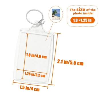 30PCS Clear Acrylic Photo Frame Keychain Photo Insert Keyrings Blank ...