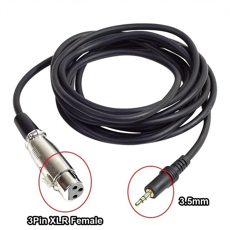 2-5M-10-Feet-Condenser-Microphone-Cable-XLR-3Pin-Female-To-3-5mm ...