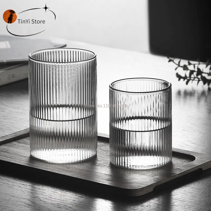1-3-6PCS-Japanese-Striped-Heat-Resistant-Glass-Transparent-Water-Cup ...