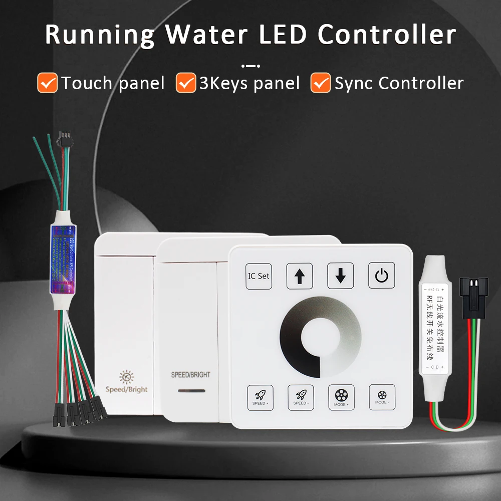 WS2811 Running Water Led Strip SPI Controller Touch Panel 3Keys Remote ...