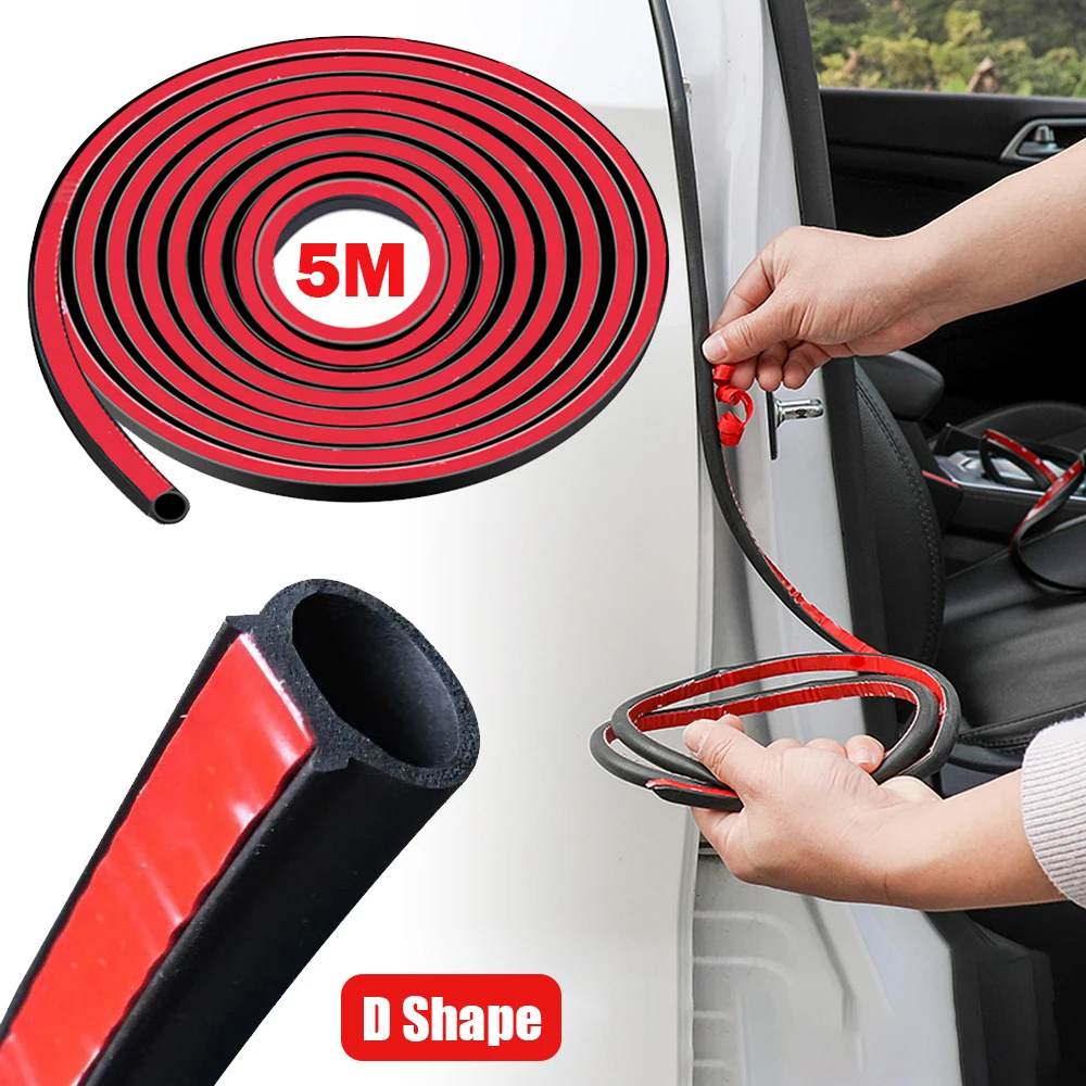 D-shape-5M-Door-Seal-Strip-Weatherstrip-Rubber-Soundproof-Car-Seal-For ...