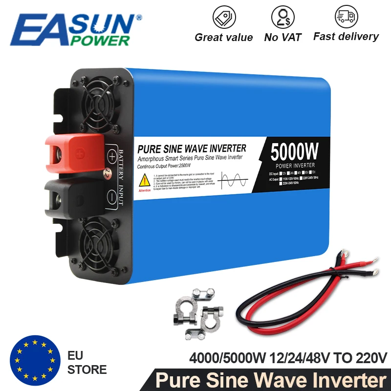 EASUN POWER Pure Sine Wave 5000W 4000W Power Inverter DC 12V 24V To AC ...