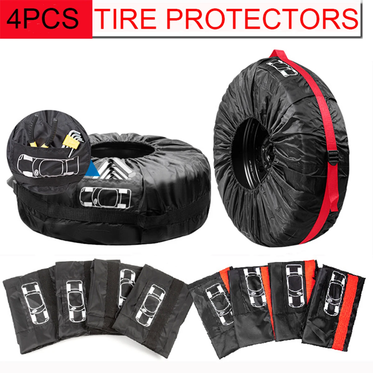 1PC-4PCS-Car-Spare-Tire-Cover-Case-Polyester-Auto-Wheel-Tire-Storage ...