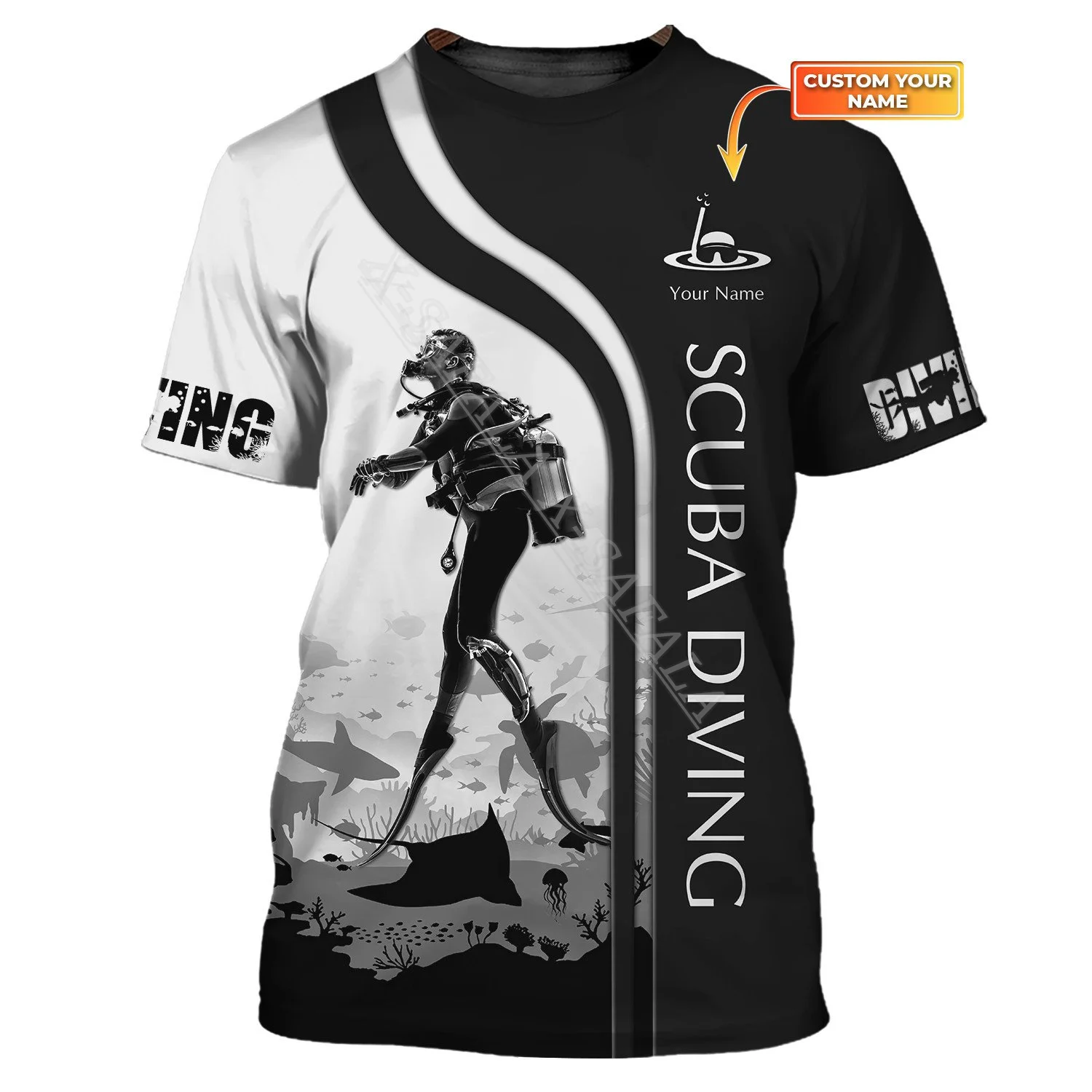 Scuba-Diving-Art-Sport-Customized-Name-3D-Prints-High-Quality-Milk ...