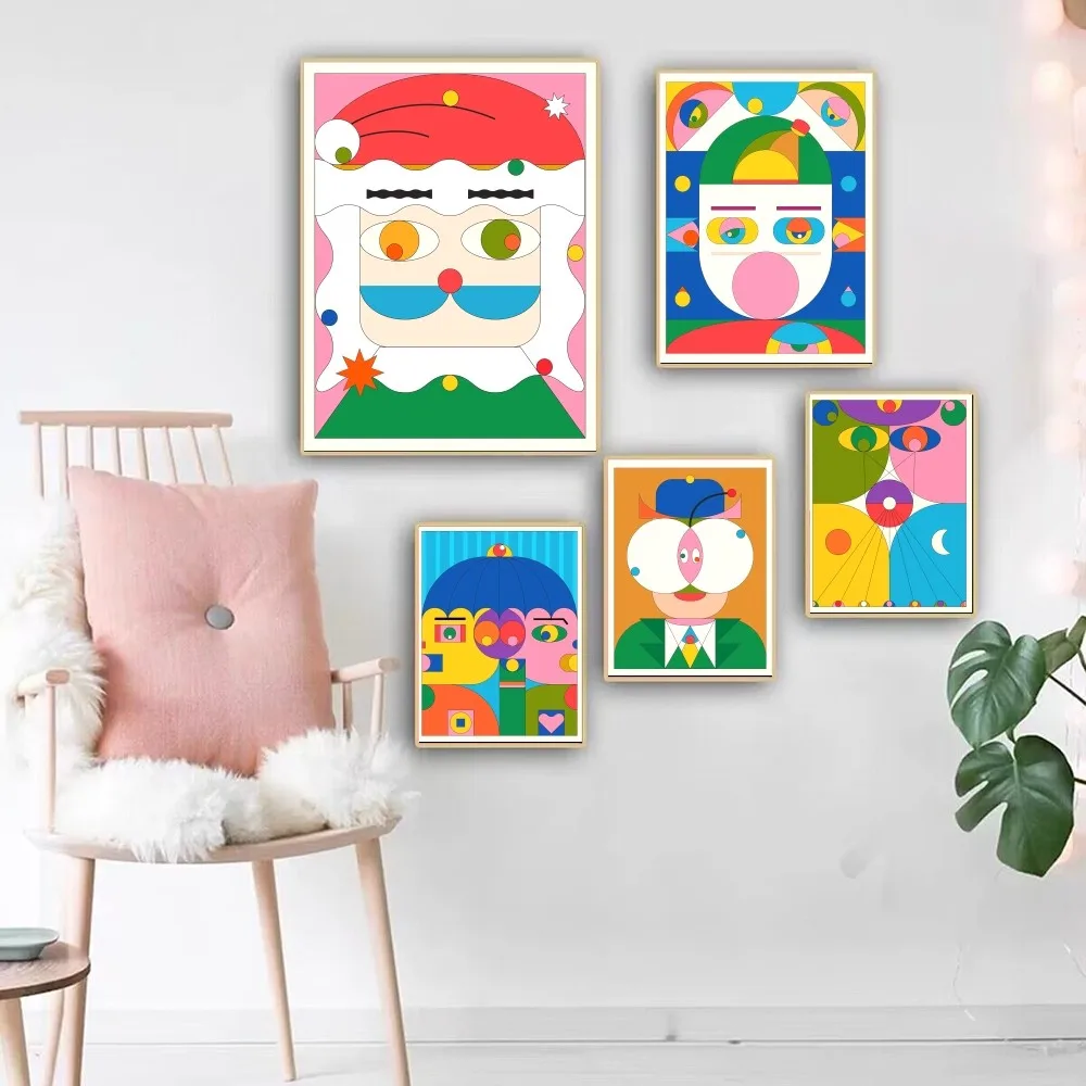 Colorful-Geometric-Painting-ArtVintage-Posters-Sticky-Retro-Kraft-Paper ...