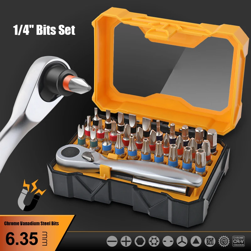 1-4-Inch-Ratchet-Screwdriver-Set-Precision-Magnetic-Ratchet-Hexagon ...