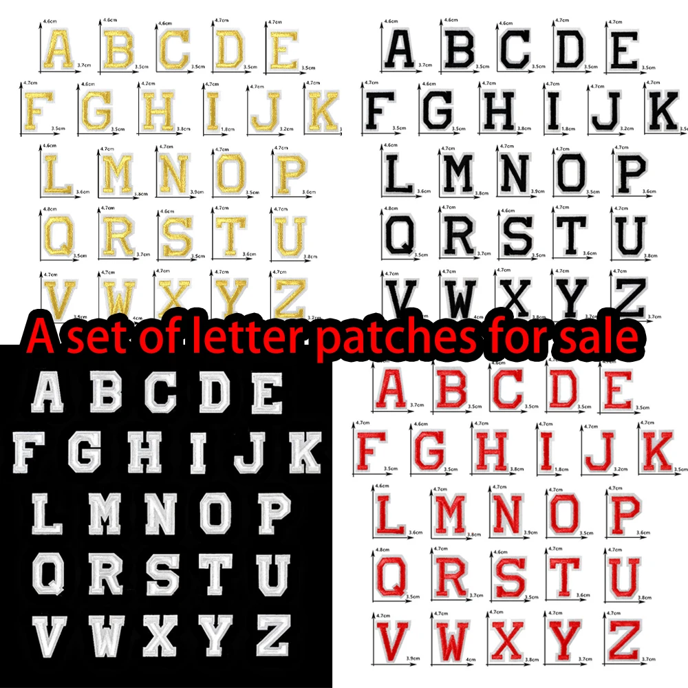 Four-colors-available-26-English-letters-a-set-of-embroidered-patches ...