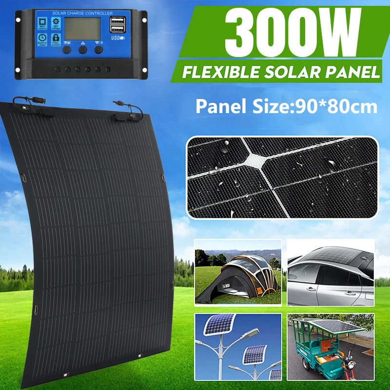 18V-Flexible-Solar-Panel-Kit-300W-Solar-Panels-with-100A-Solar ...