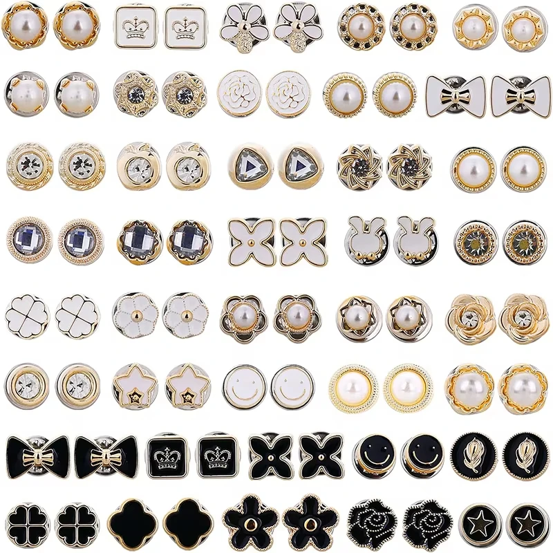 MIX 15Pcs Women Shirt Brooch Buttons Cover up Button Pins Free Sewing ...