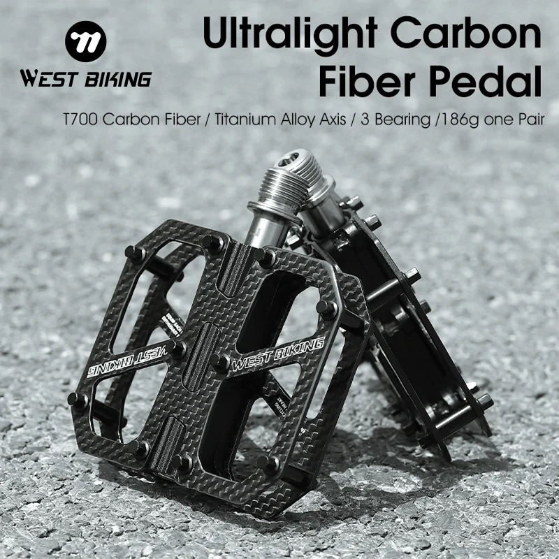 WEST-BIKING-Ultralight-T700-Carbon-Fiber-Bicycle-Pedals-Titanium-Axle-3 ...