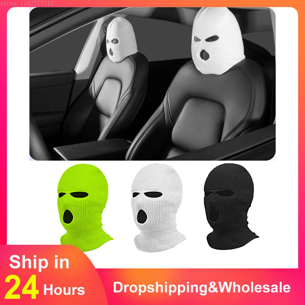Spoof Car Seat Cover Masked Person Knitted Headgear Halloween Headrest ...