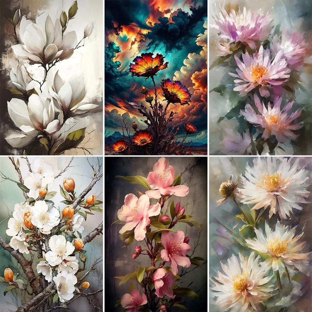 Canvas Picture For Paint By Numbers Flowers Oil Painting Package Adults ...