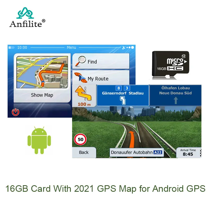 Carte de navigation GPS de voiture Android, carte Micro SD, Europe, Russie, États Unis, Espagne ...