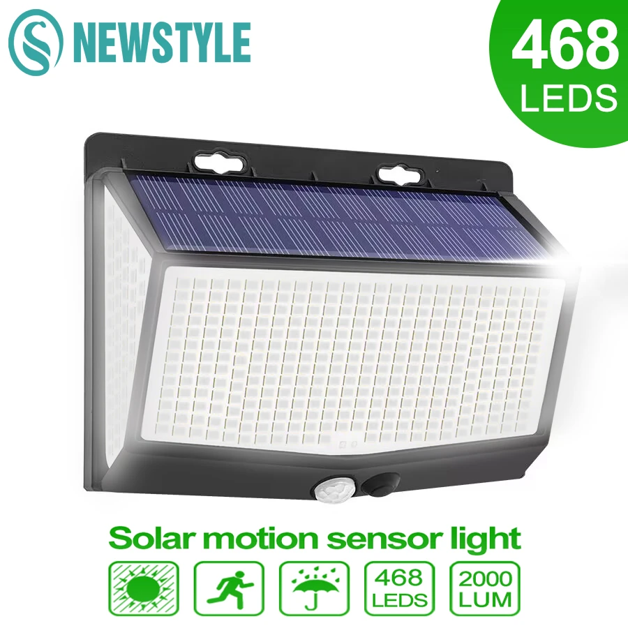 468 LED שמש אור חיצוני מנורת שמש גוף אדם חיישן 3 מצבים עמיד למים גן ...