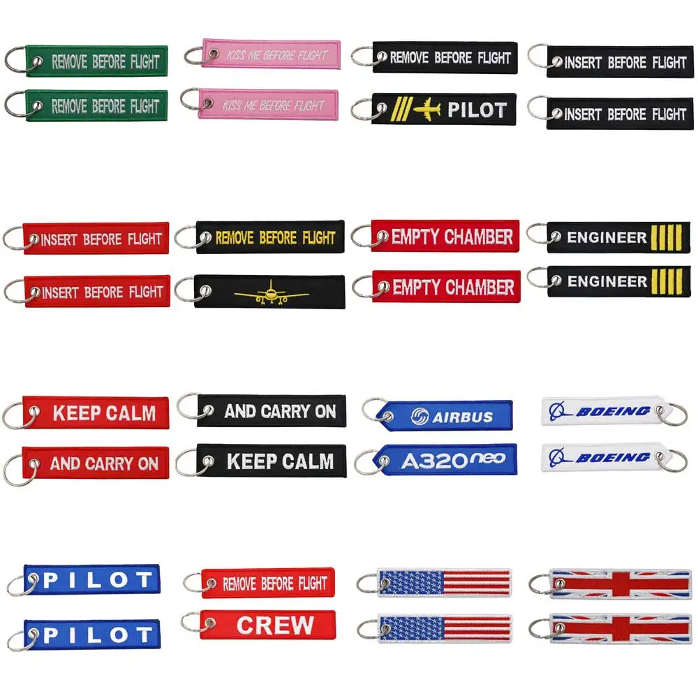 Remove-Before-Flight-Embroidery-Airbus-Logo-Keychain-with-Keyring-for ...