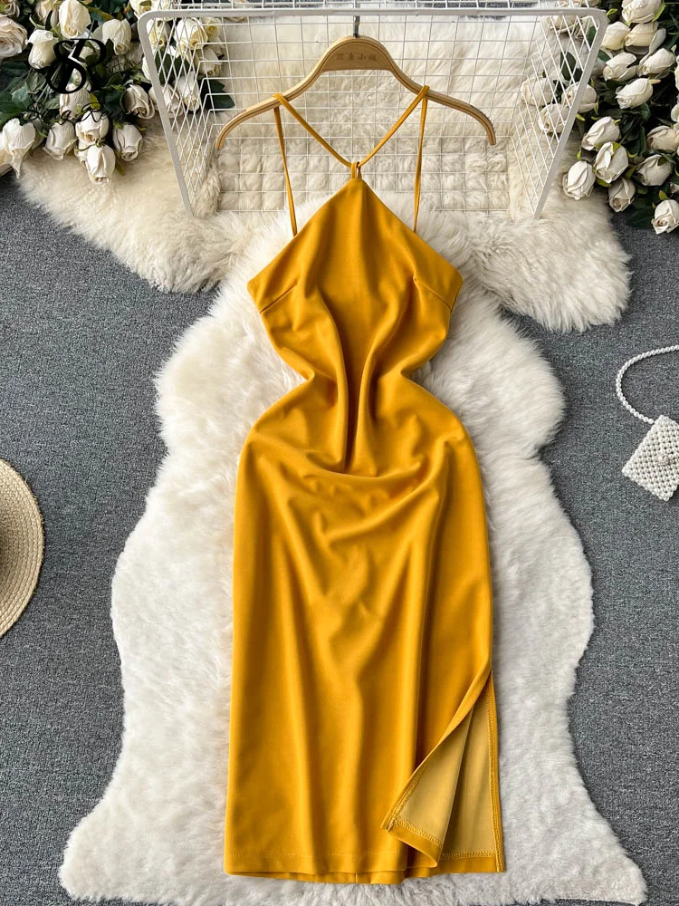 SINGREINY Vintage Sexy Sleeveless Party Dress French Backless Bodycon ...