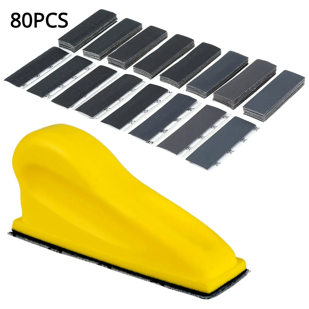 80Pcs Handheld Sander Kit Sandpaper Tool 3.5x1inch Mini Detail Wet Dry ...