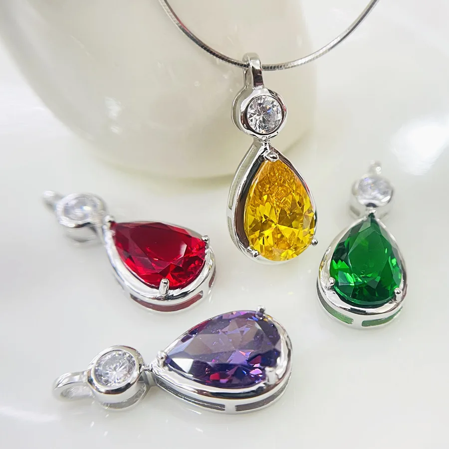 Buyee-925-Sterling-Silver-Color-Stone-Pendant-Chain-Light-Green-Purple ...