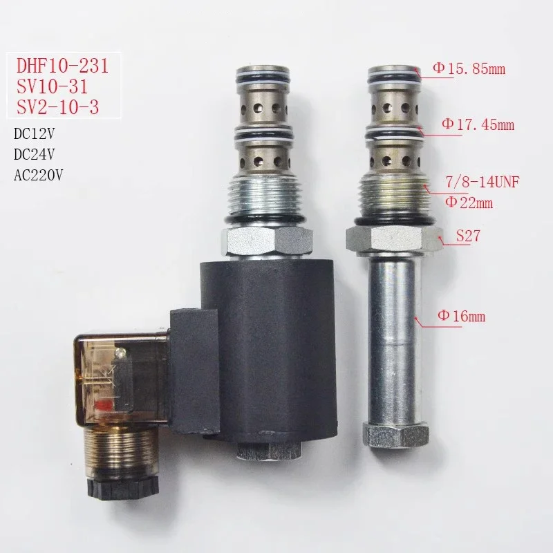 2-position 3-way DHF10-231 Threaded Cartridge Hydraulic Solenoid Valve ...