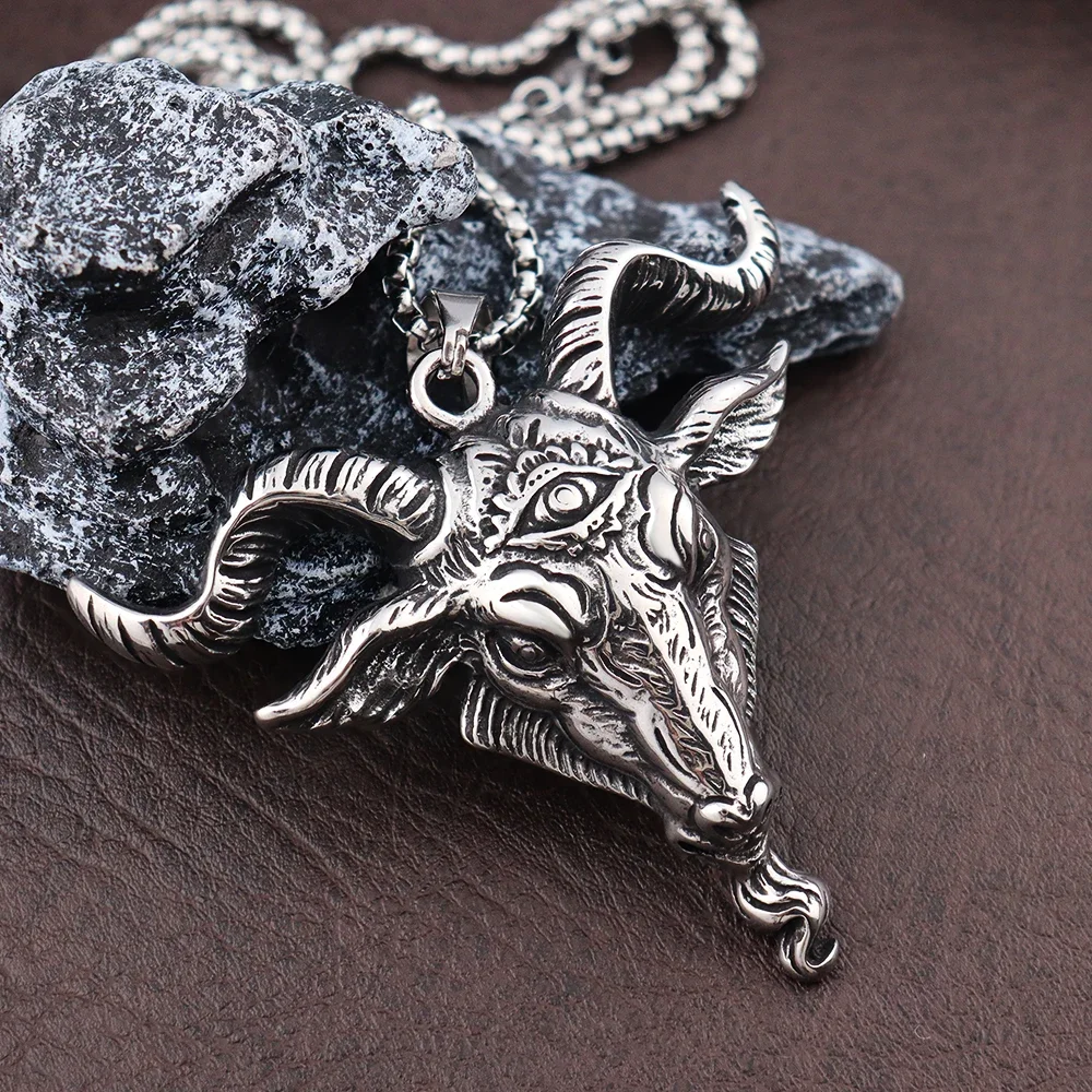 Gothic-Lucifer-Goat-Men-s-Necklace-Vintage-Stainless-Steel-Satan ...