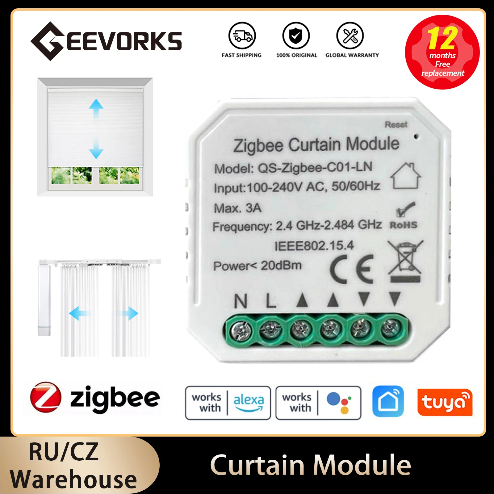 Tuya-ZigBee-Intelligent-Curtain-Module-Smart-Curtain-Motor-Controller ...