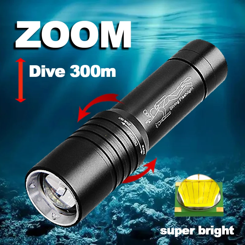 Diving Flashlight IP8 Highest Waterproof Telescopic Zoom Rating ...