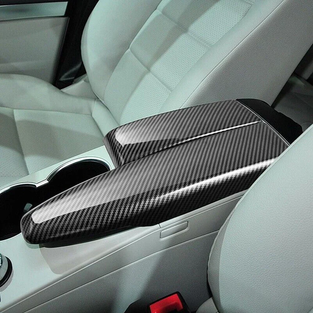 2Pcs-ABS-Carbon-Fibre-Car-Central-Armrest-Box-Panel-Cover-Interior ...