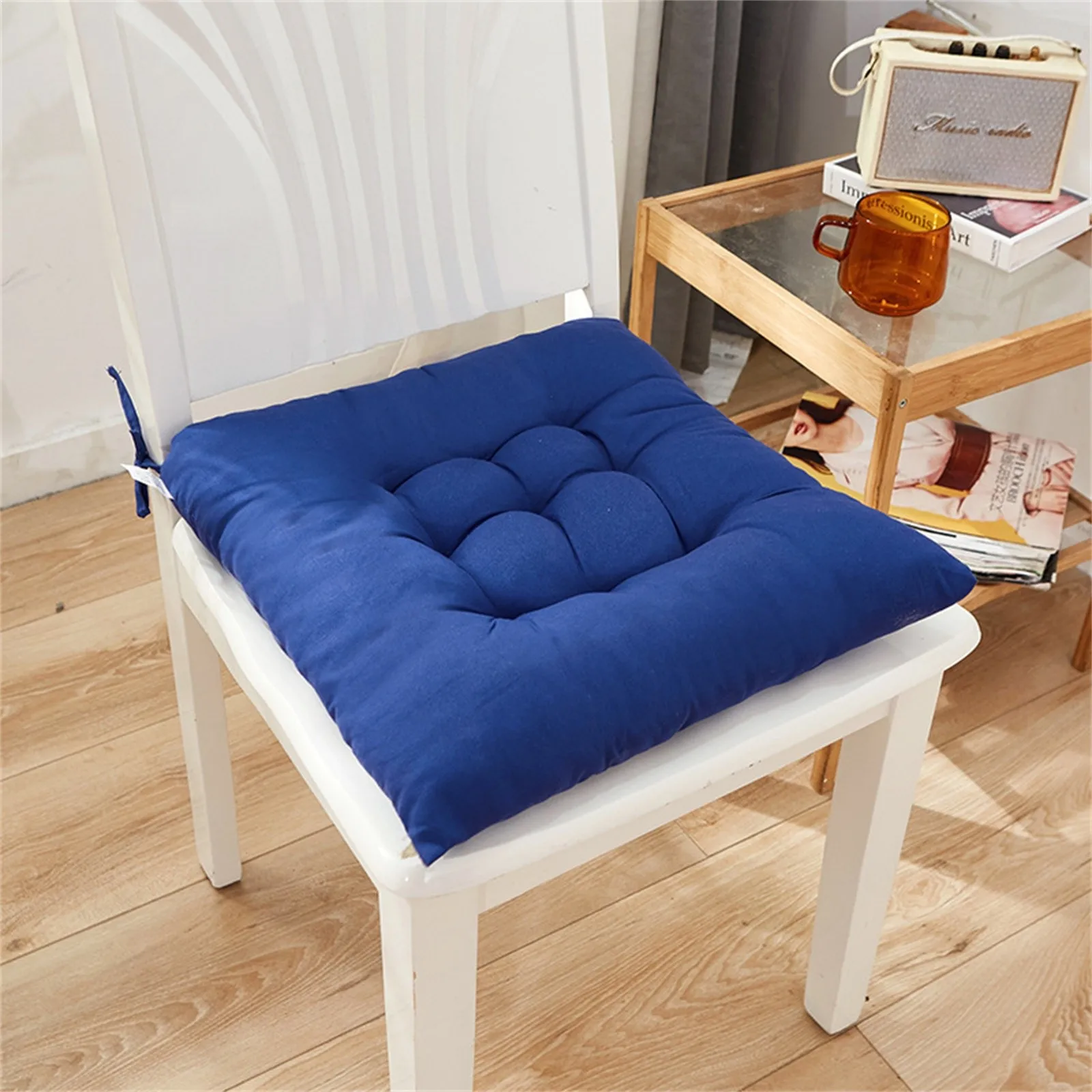 2024-new-solid-color-Thickened-lace-up-Chair-Cushion-Round-Cotton ...