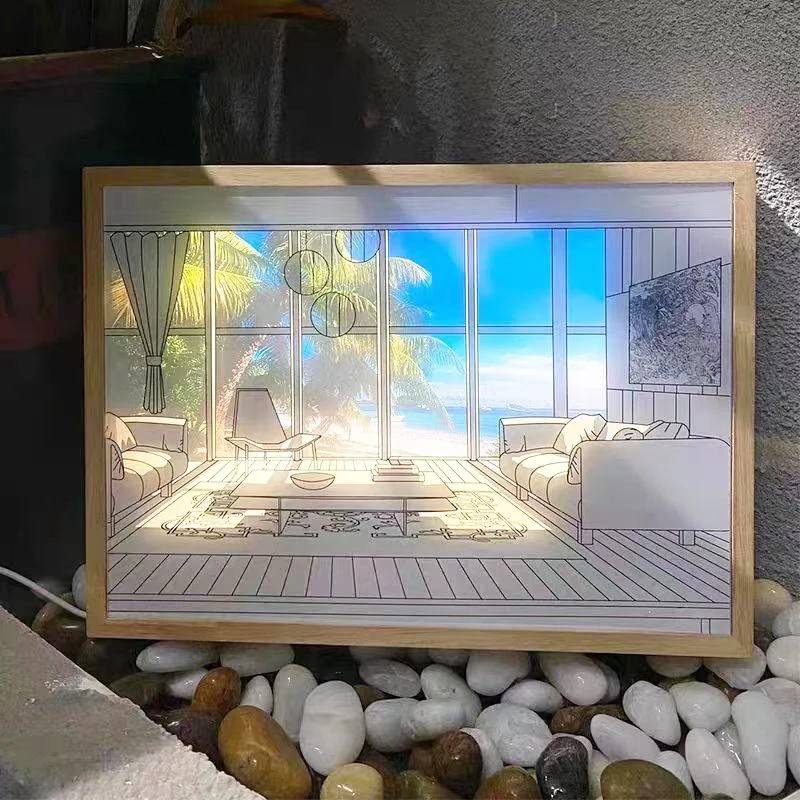 Picture-Frame-with-Lights-Led-Table-Lamp-Decor-Painting-Adjustable-USB ...