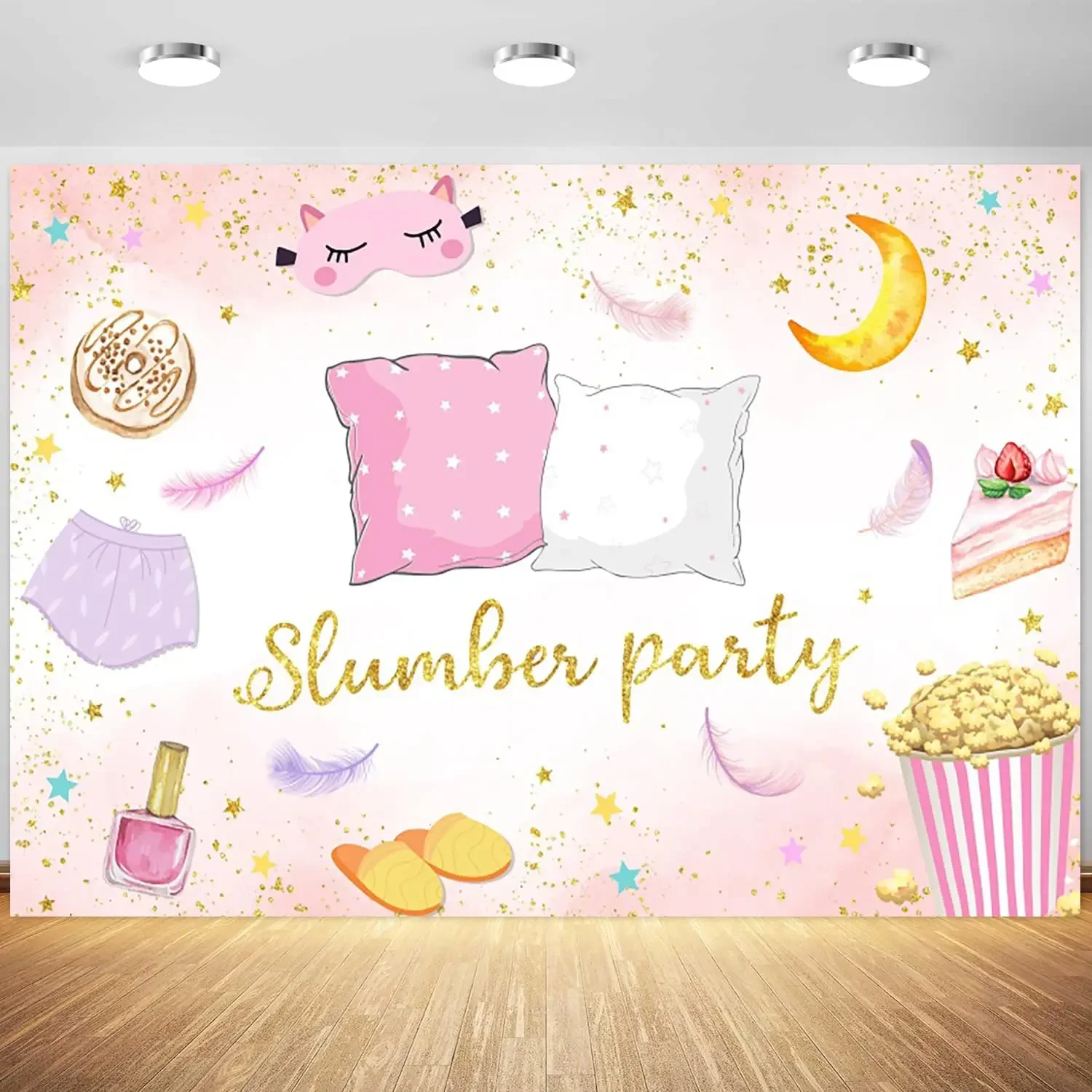 Slumber Party Girls Sleepover Pillow Fight Spa Makeup studio banner ...