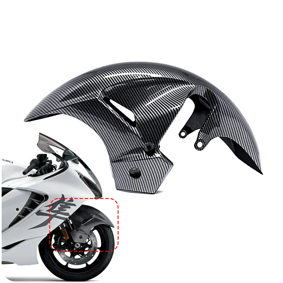Carbon-Fiber-Pattern-Front-Mudguard-Tire-Cowling-Cover-Fairing-Fender ...