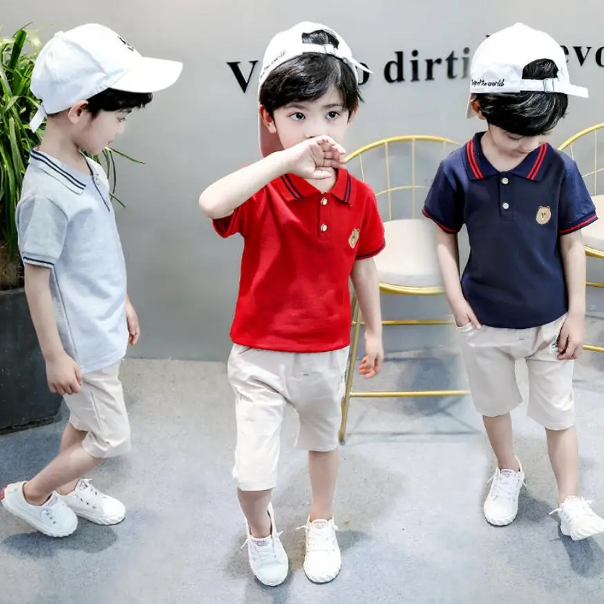 Children Clothes Summer Cotton Baby Boy Sets Short Sleeve T-shirt + Shorts 2PCS Sets For 1 2 3 4 ...